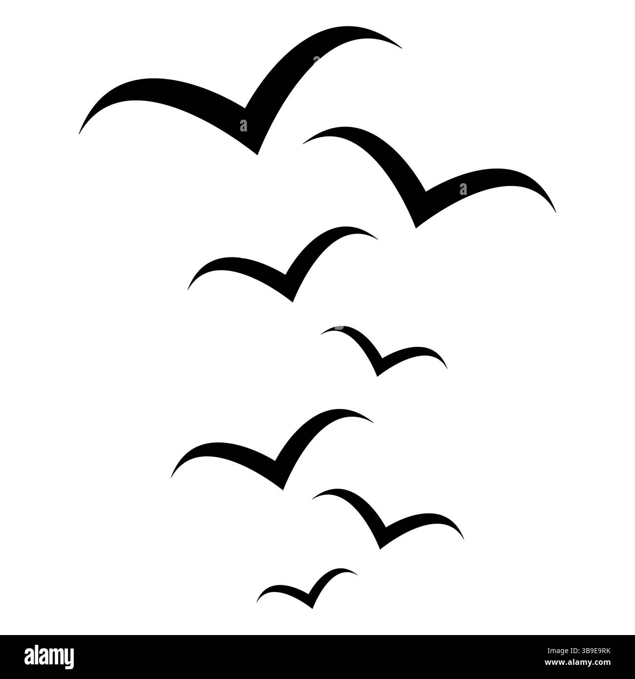 Set of flying bird design, nature freedom flock sign, vector ...