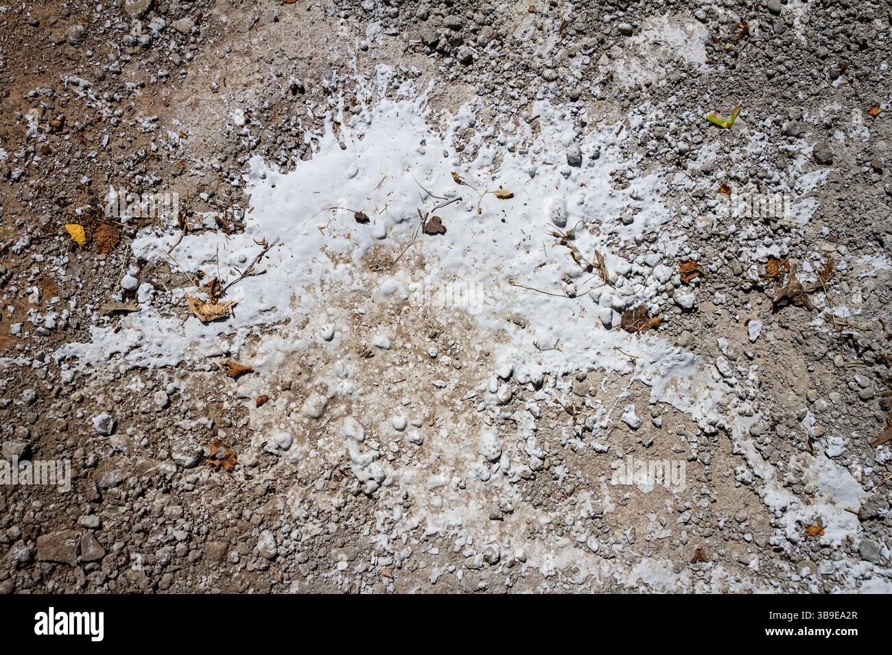 Concrete and cement stains on ground. Abstract messy construction ...