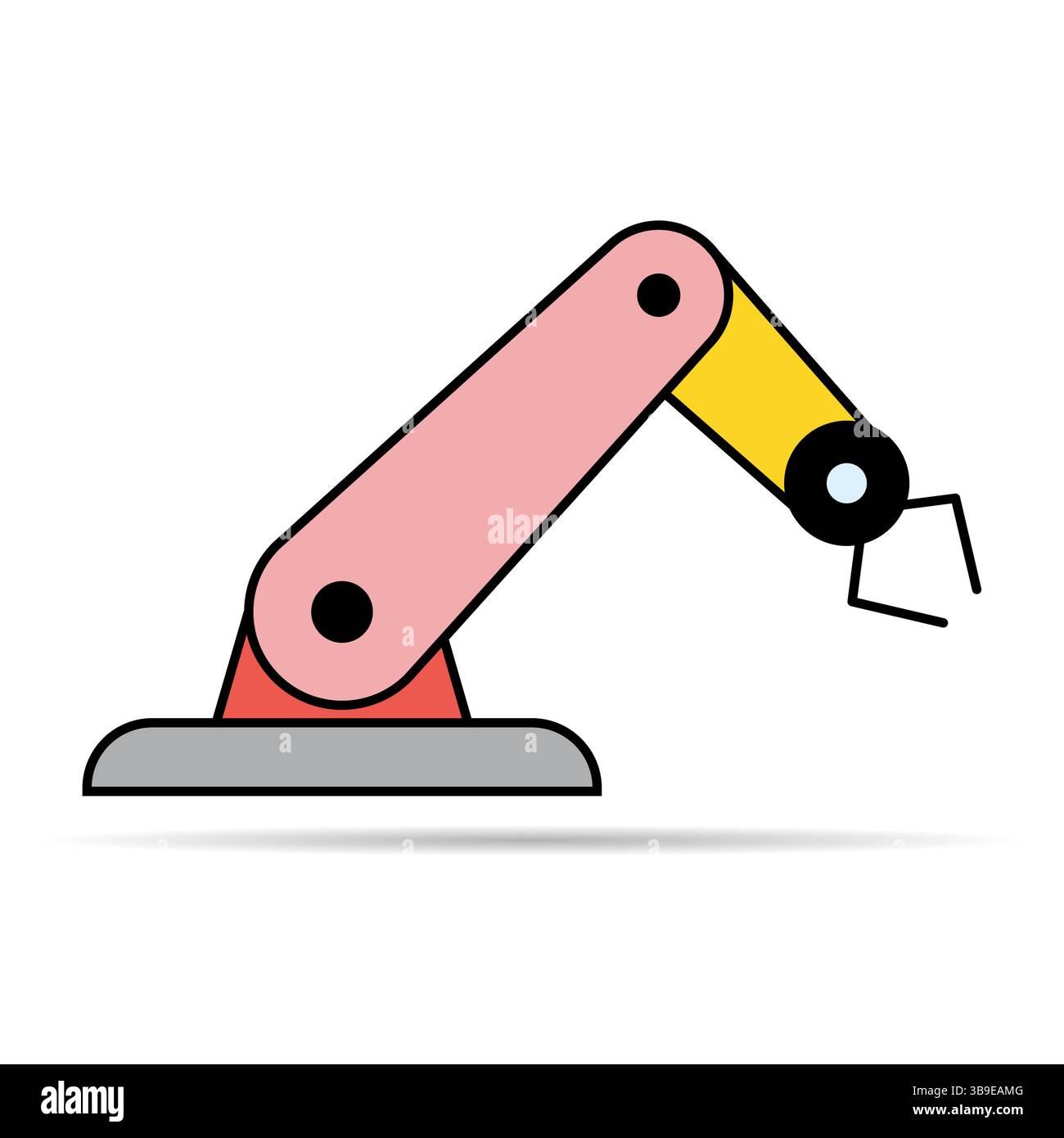 Mechanical robot arm machine shadow icon, technology hydraulic robotic hand, vector illustration ...