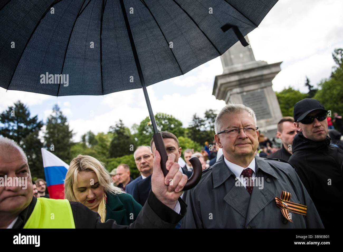 Warsaw, Poland. 09th May, 2025. Russia's Ambassador to Poland, Sergey Andreev and his delegation ...