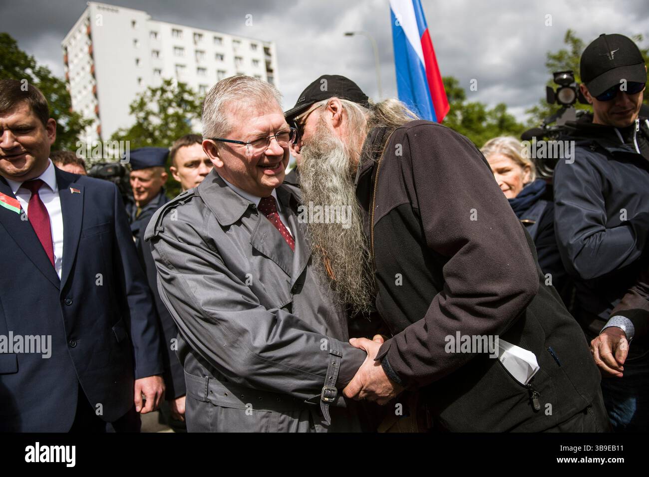 Warsaw, Poland. 09th May, 2025. Russia's Ambassador to Poland, Sergey Andreev and his delegation ...