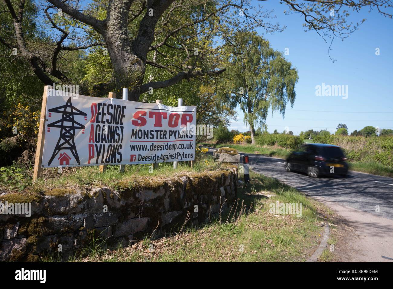 Stop Monster Pylons Banner, Crathes village, Aberdeenshire, Scotland ...