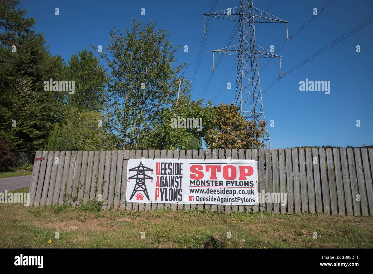 Stop Monster Pylons Banner, Crathes village, Aberdeenshire, Scotland ...