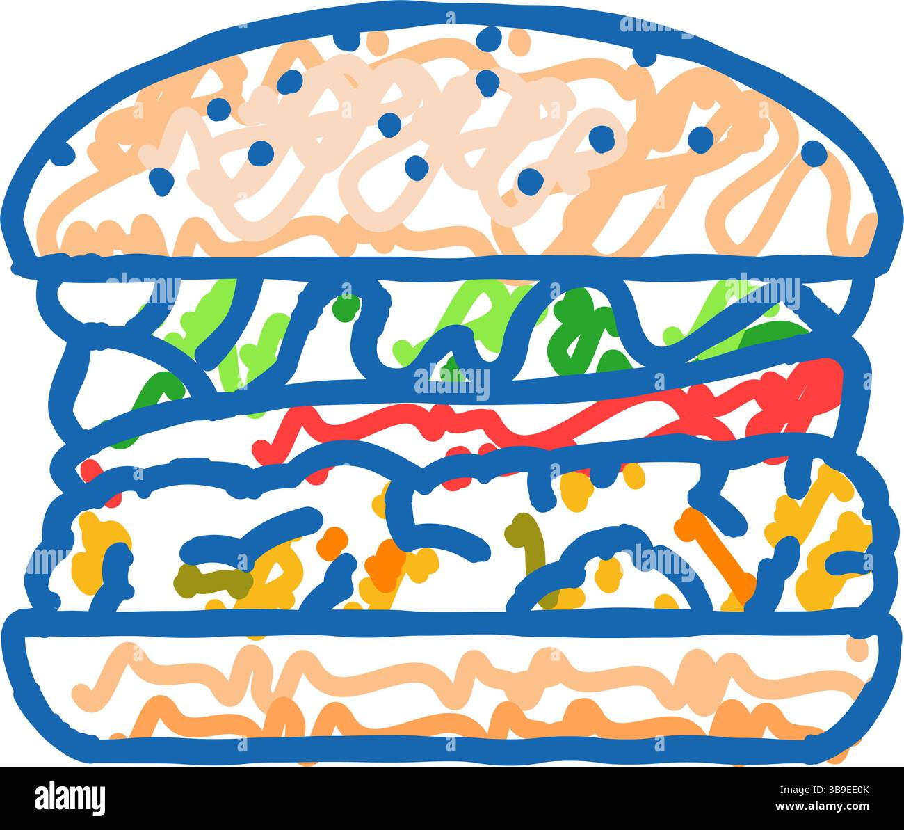 veggie burger food icon doodle illustration Stock Vector Image & Art ...