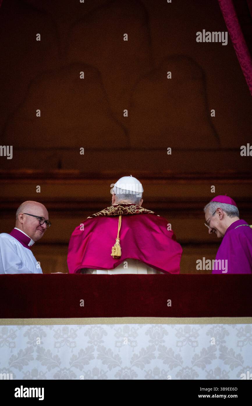 Newly elected Pope Leo XIV (Cardinal Robert Francis Prevost) appears on ...