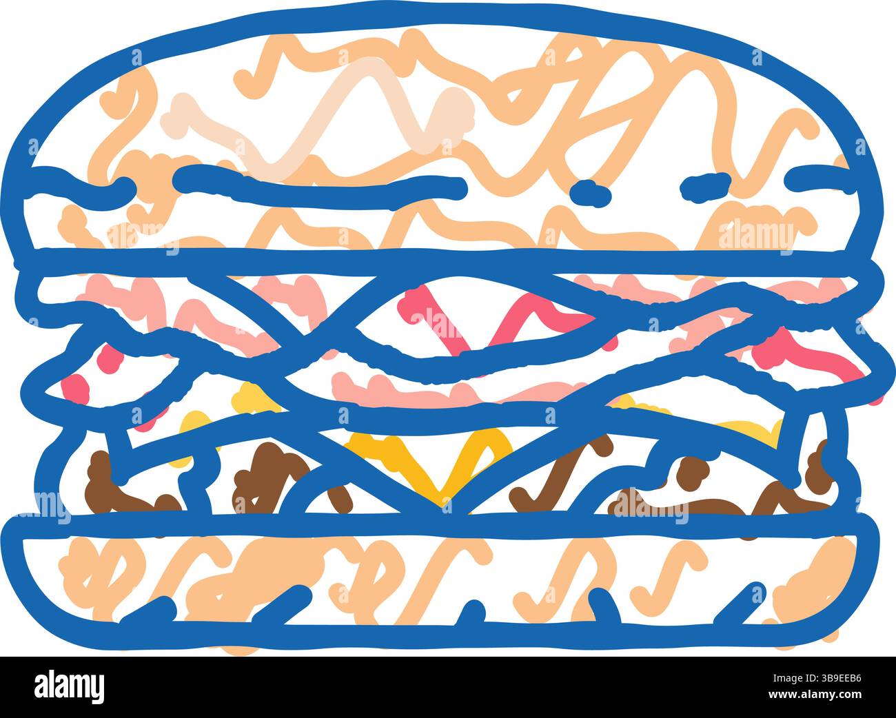 bacon cheeseburger food icon doodle illustration Stock Vector Image ...