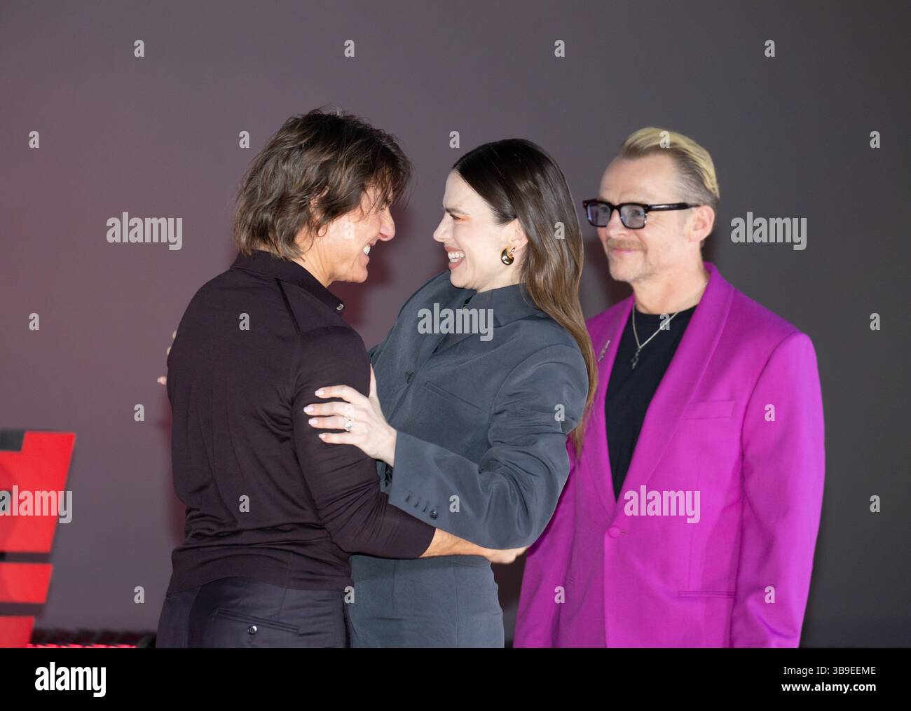 Tom Cruise, Hayley Atwell and Simon Pegg, May 8, 2025 : (L-R) Actors ...