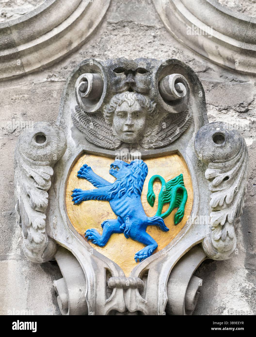 Emblem on a wall at Oriel (Blessed Mary the Virgin) College, University ...