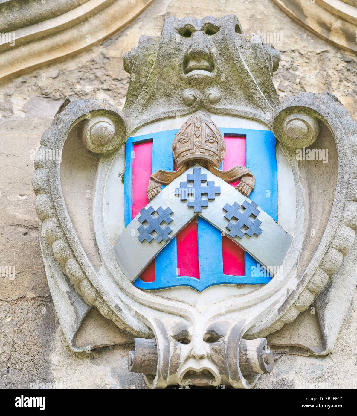 Emblem on a wall at Oriel (Blessed Mary the Virgin) College, University ...