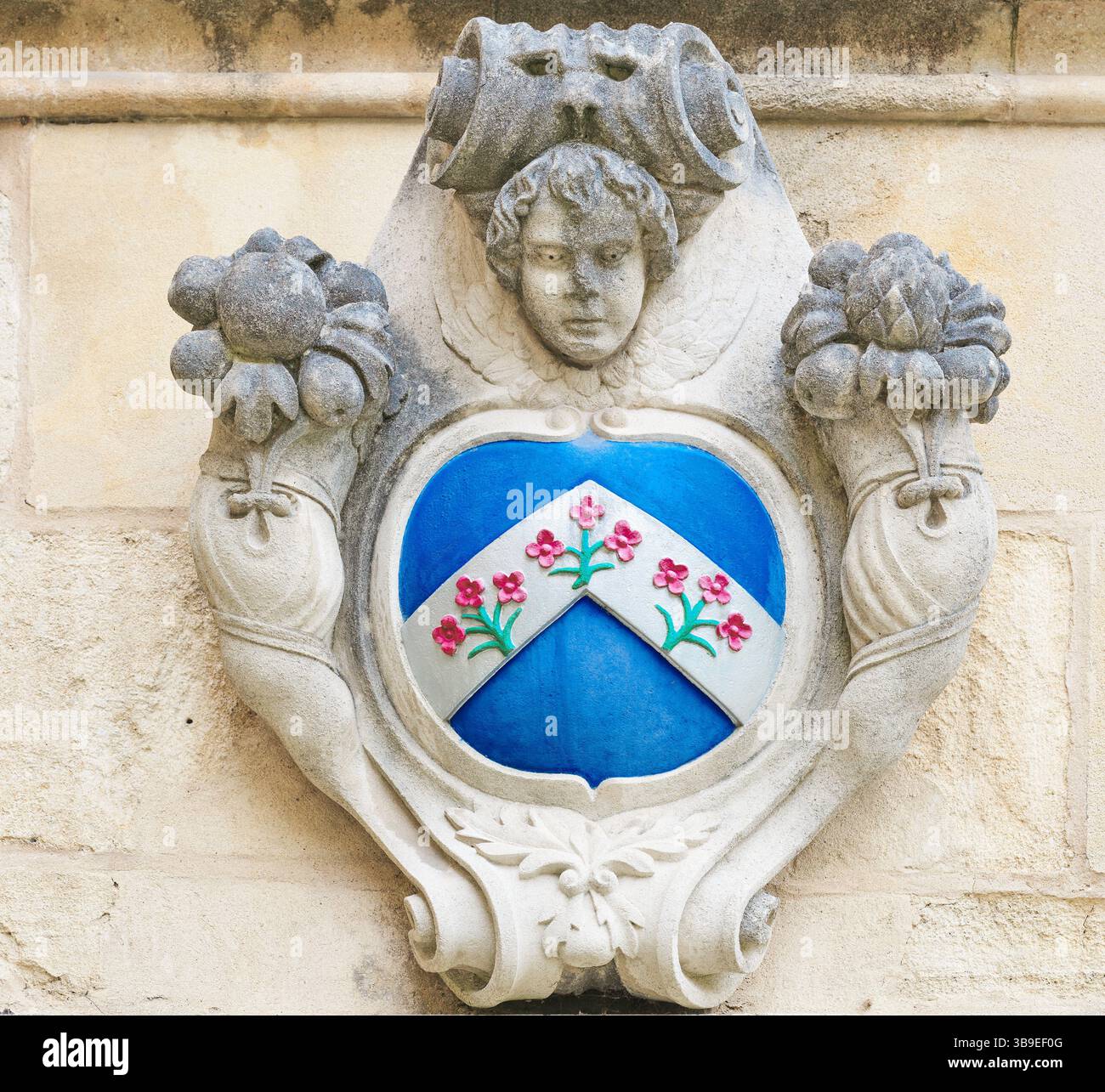 Emblem on a wall at Oriel (Blessed Mary the Virgin) College, University ...