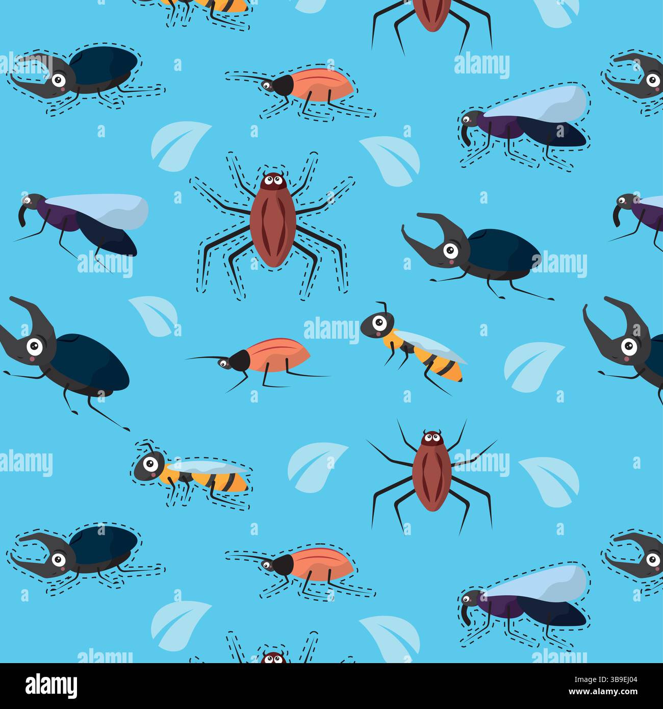 Cute insect cartoon pattern. Vector illustration Stock Vector Image ...