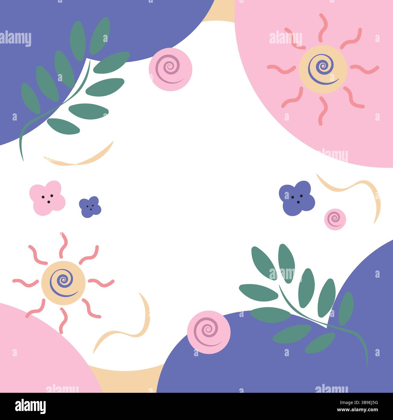 Whimsical sun flower frame. Vector illustration Stock Vector Image ...