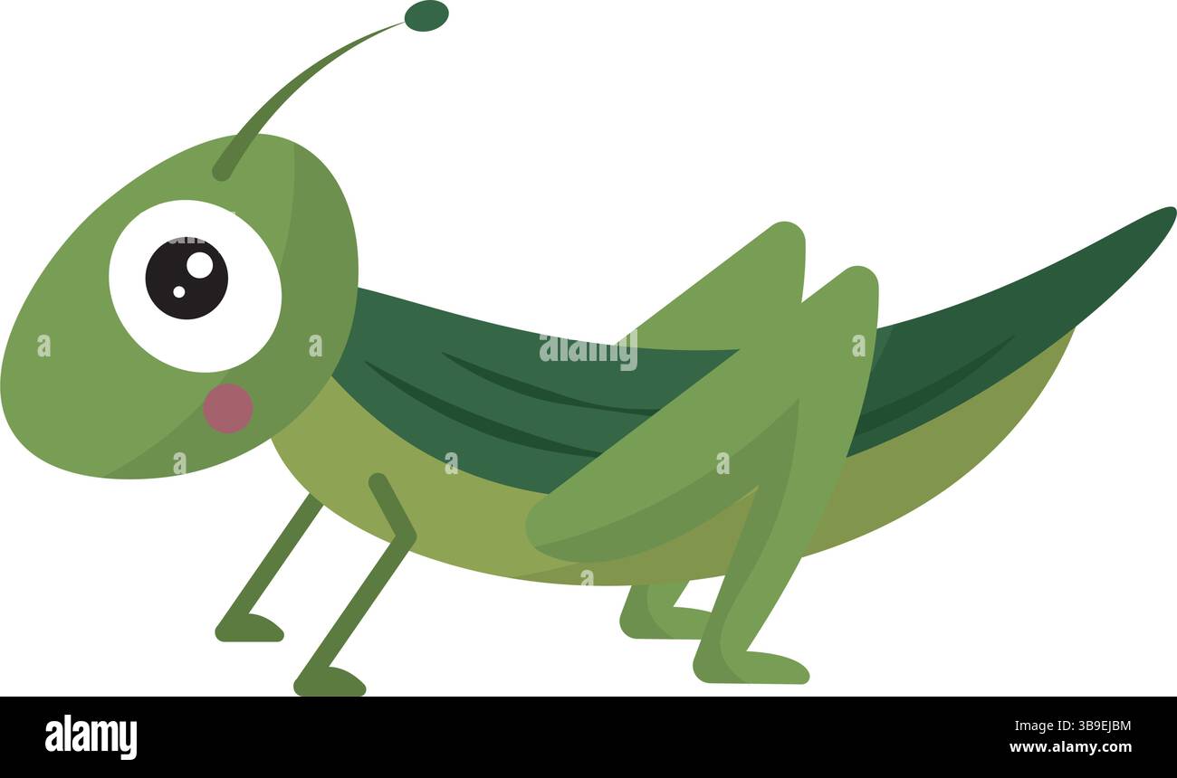 Funny cartoon green grasshopper. Vector illustration Stock Vector Image ...