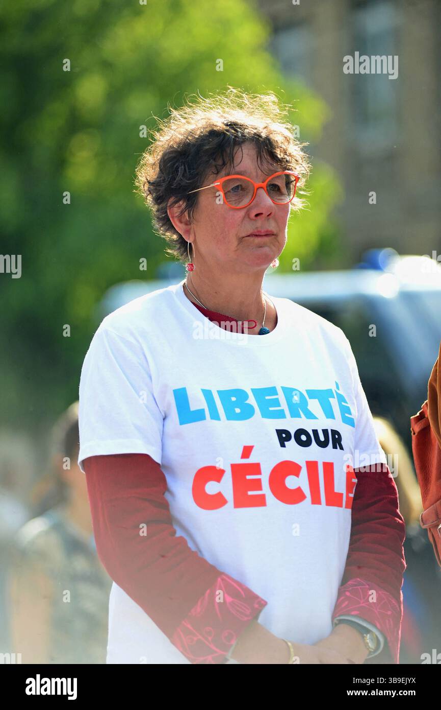 Mireille Kohler mother of Cecile Kholer during a rally for the ...
