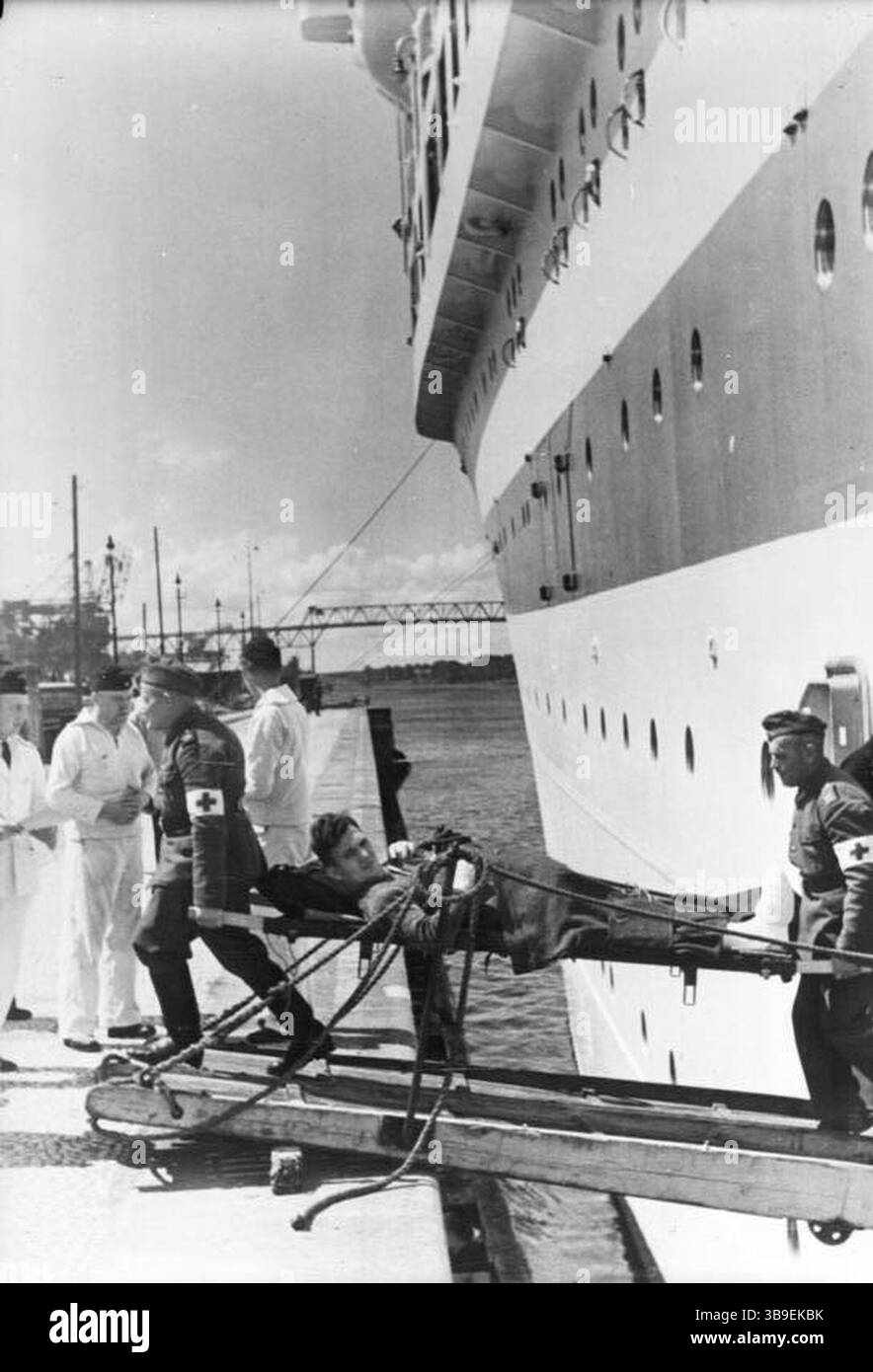 The German ship Wilhelm Gustloff in use as a hospital ship. The sinking ...