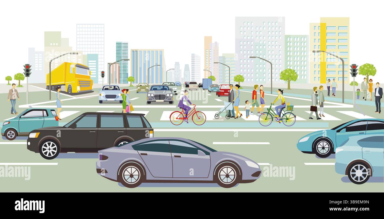 Vehicles pedestrians city crossroads hi-res stock photography and ...