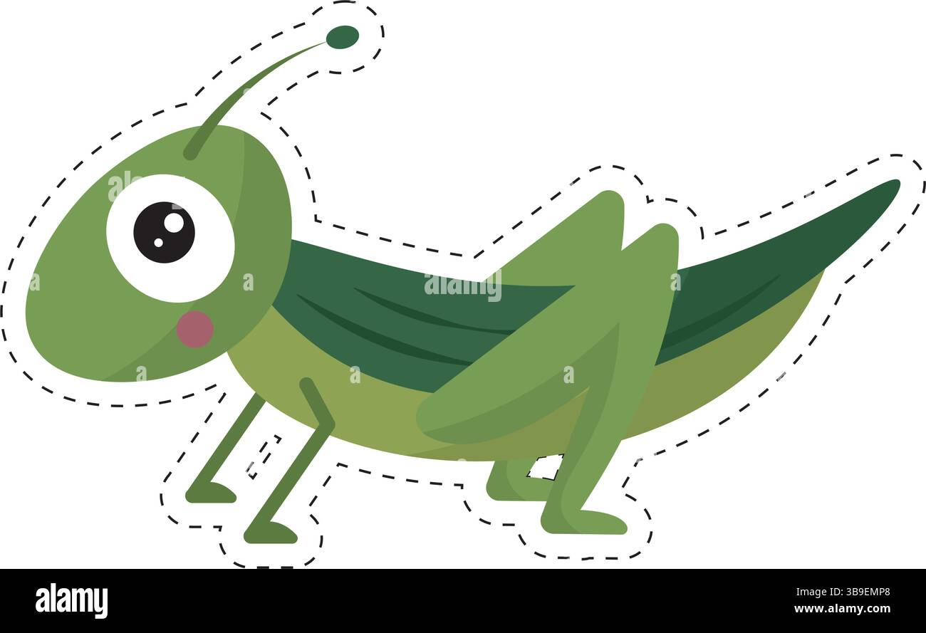 Funny cartoon green grasshopper. Vector illustration Stock Vector Image ...