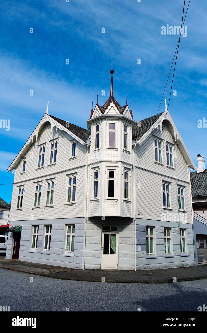 Norway, typical house with white wooden facade Stock Photo - Alamy