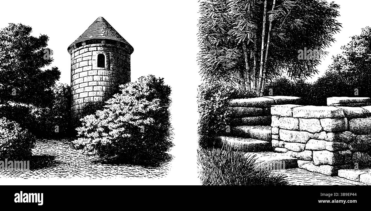 Old castle wall garden Stock Vector Images - Alamy