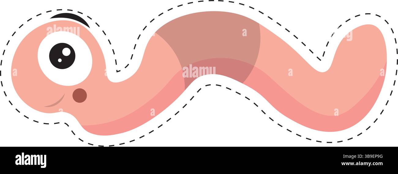 Cute pink earthworm smile. Vector illustration Stock Vector Image & Art ...