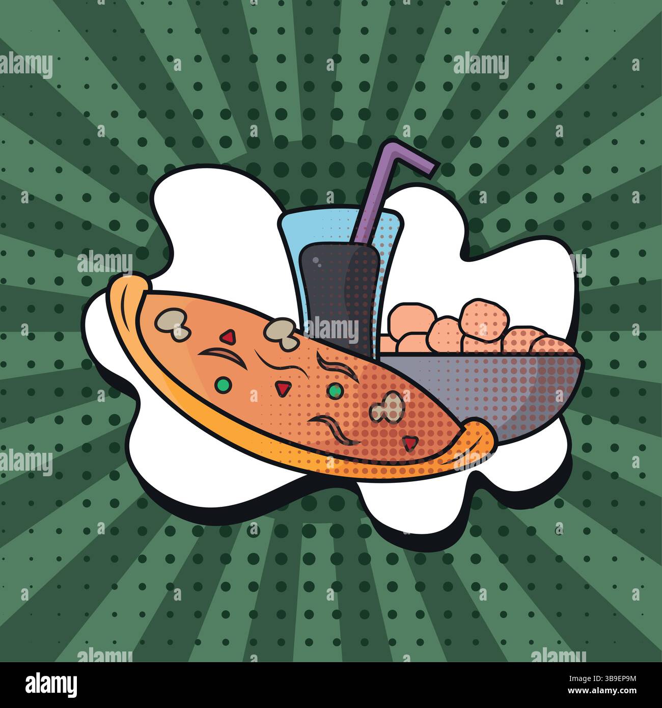 Pizza meal pop art combo. Vector illustration Stock Vector Image & Art ...