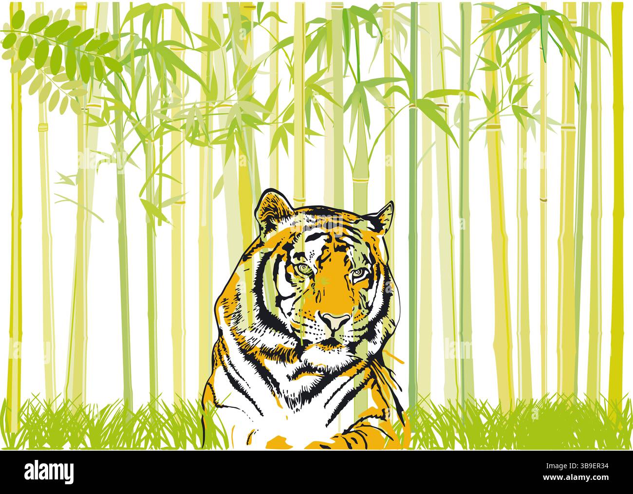 Tiger in the jungle, illustration Stock Photo - Alamy