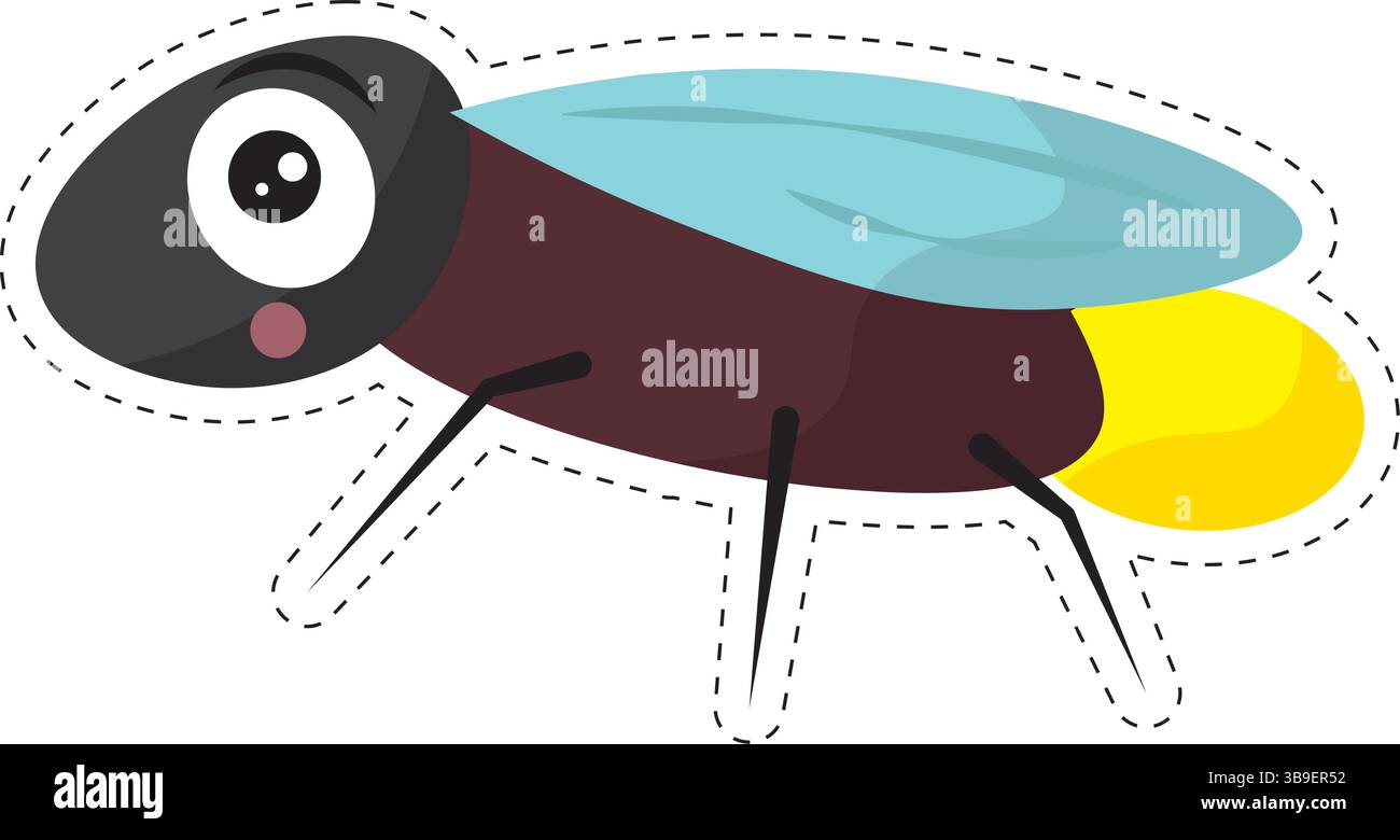 Bright cartoon firefly fly. Vector illustration Stock Vector Image ...