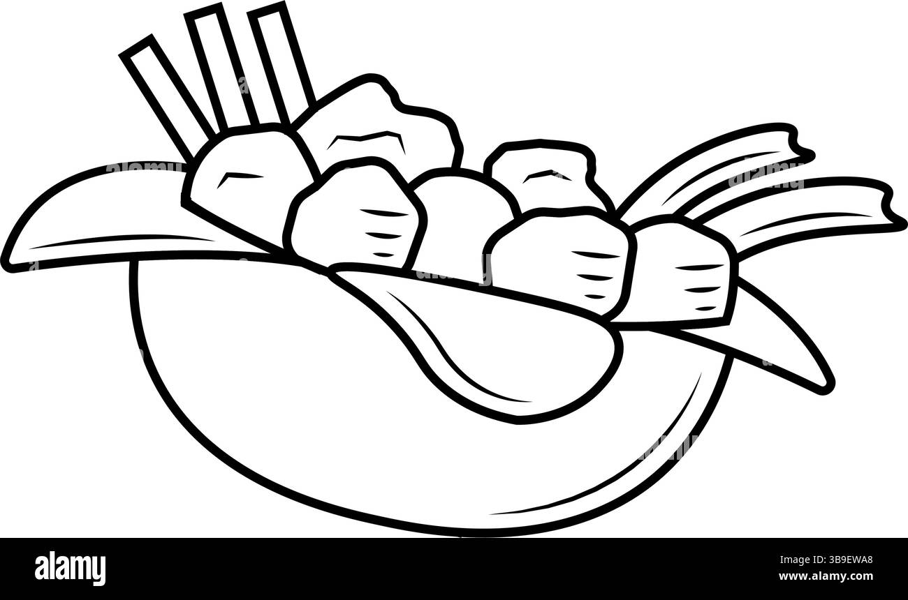 Outlined meatball bowl. Vector illustration Stock Vector Image & Art ...