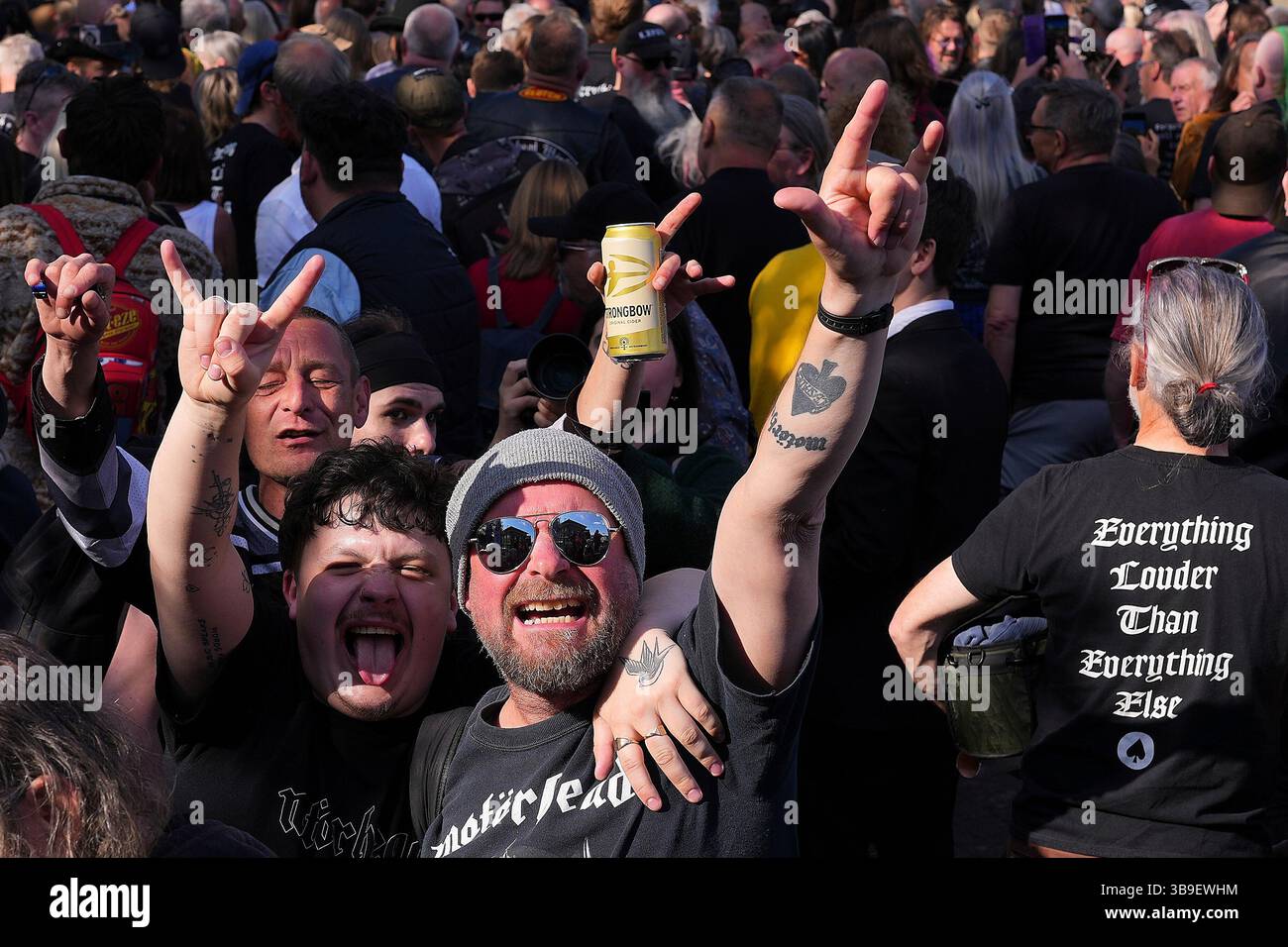 Motorhead fans gather to commemorate Lemmy Kilmister the Motorhead frontman in Burslem, Stoke on ...