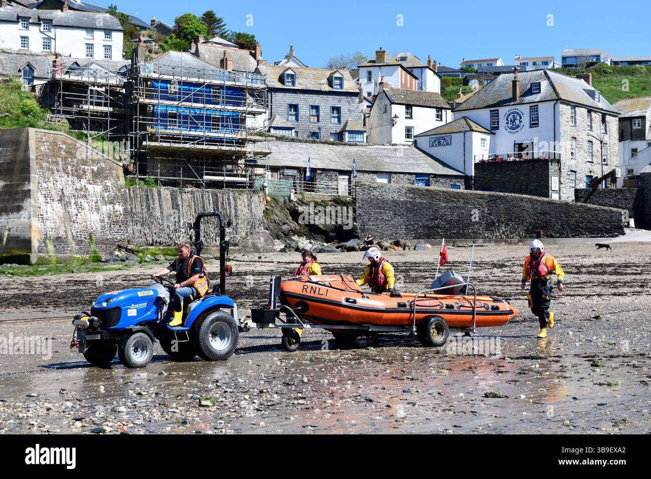 RNLI Launching their Life Boat on a Rescue Mission Port Isaac Cornwall ...