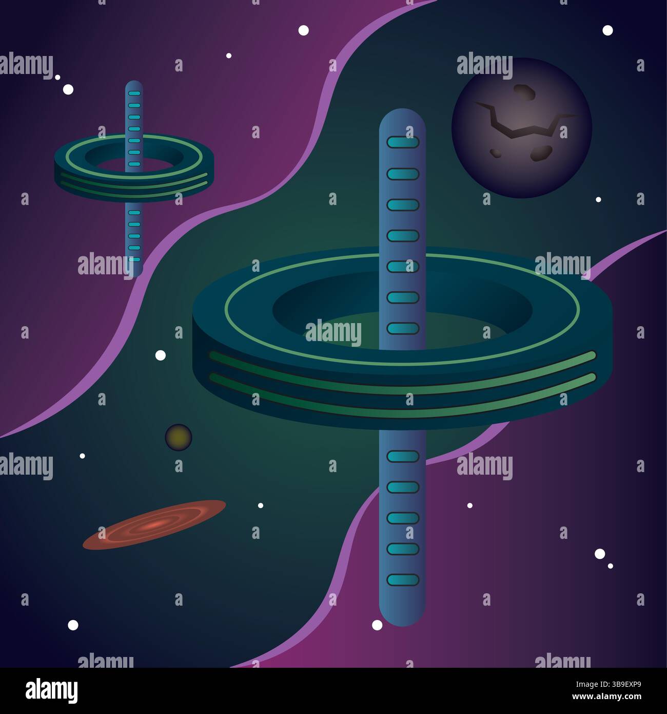 Orbiting space towers. Vector illustration Stock Vector Image & Art - Alamy