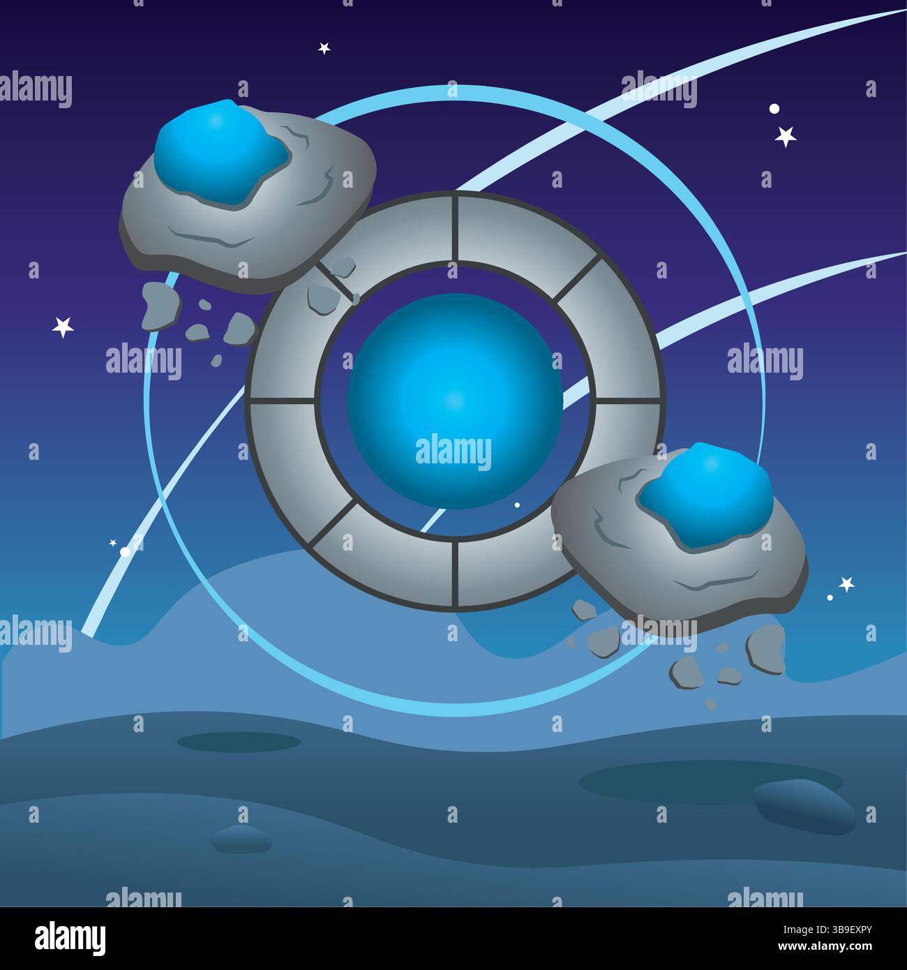 Asteroids and portal ring. Vector illustration Stock Vector Image & Art ...