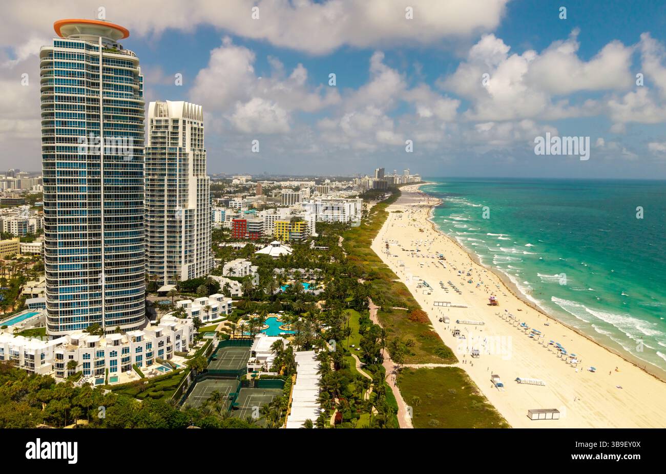 Aerial view of Miami skyline. Drone shot of Miami cityscape. Top view ...