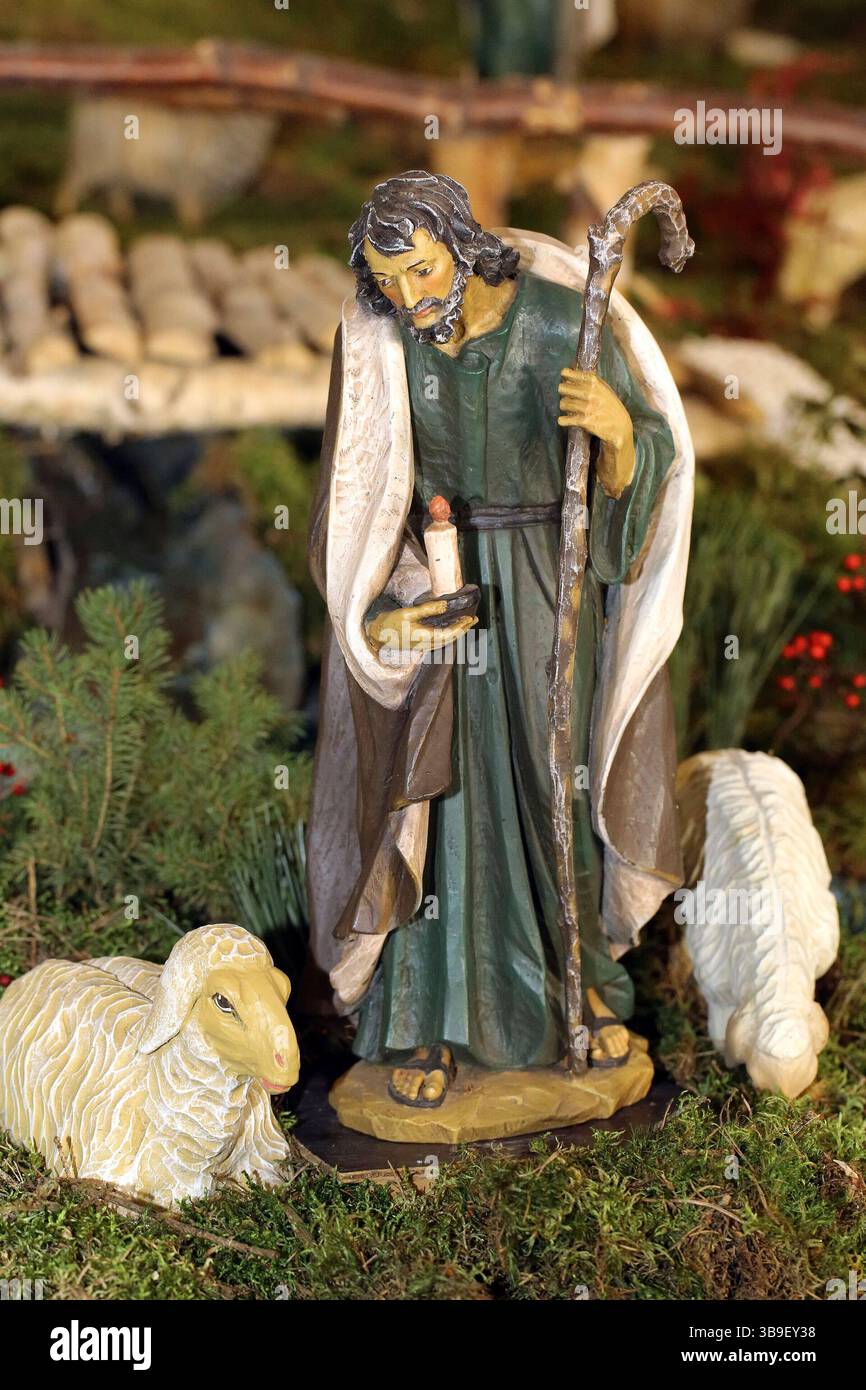 Nativity figurine shepherds sheep hi-res stock photography and images ...