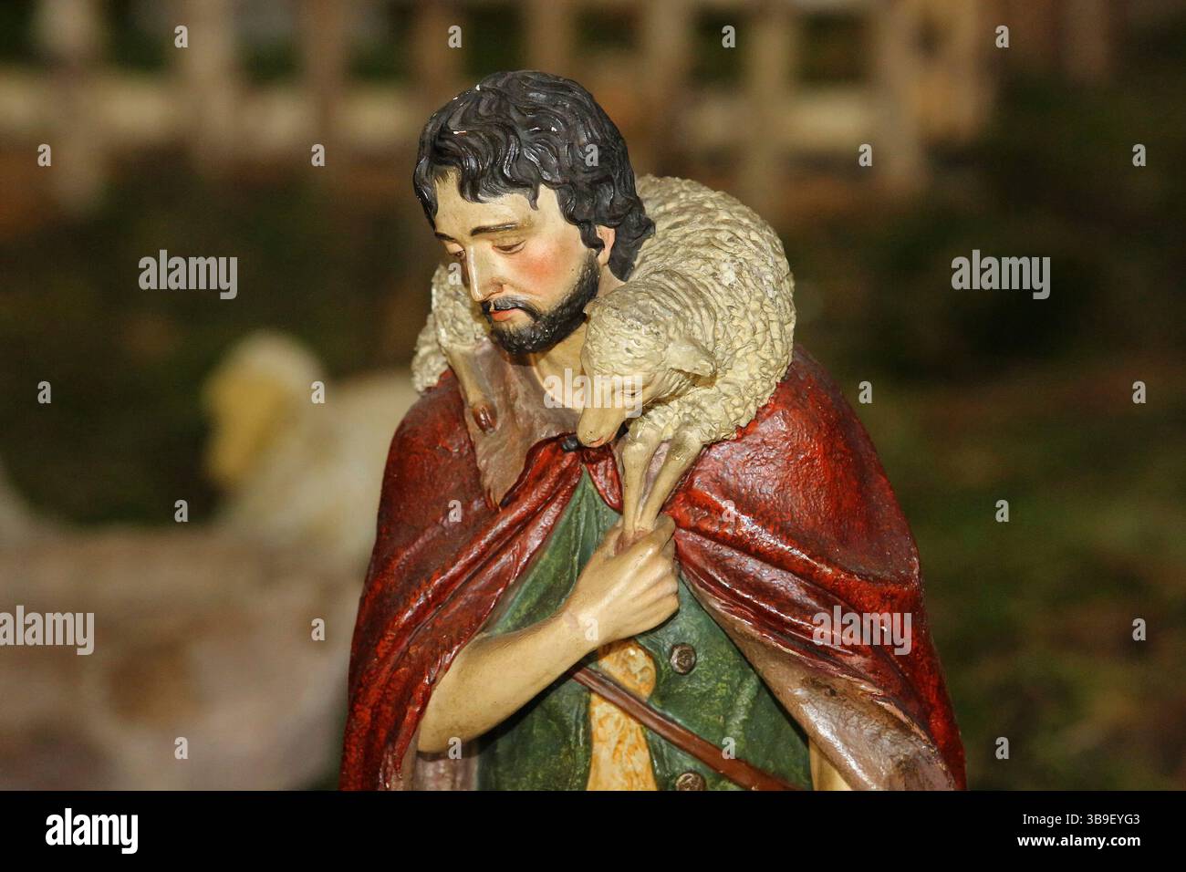 Nativity figurine shepherds sheep hi-res stock photography and images ...