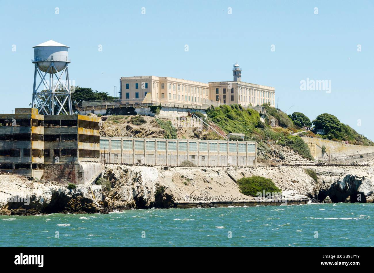 Alcatraz and water tower Stock Photo - Alamy