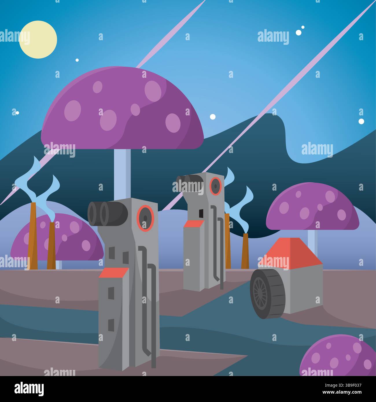 Alien landscape plants Stock Vector Images - Alamy