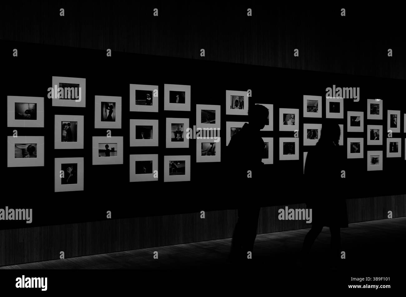Silhouettes of visitors observing the Masquerades exhibition by ...
