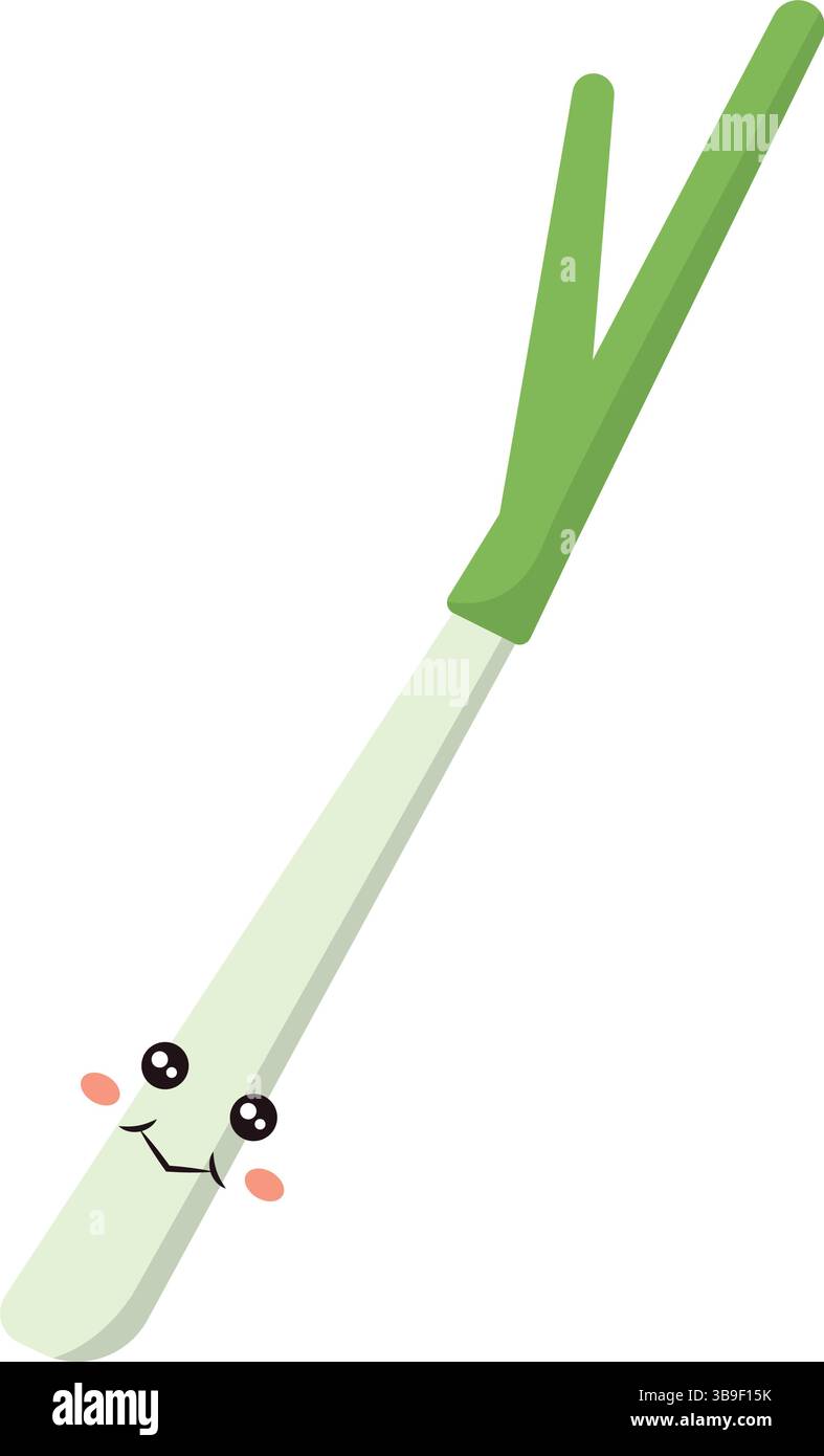 Cartoon green leek face. Vector illustration Stock Vector Image & Art ...