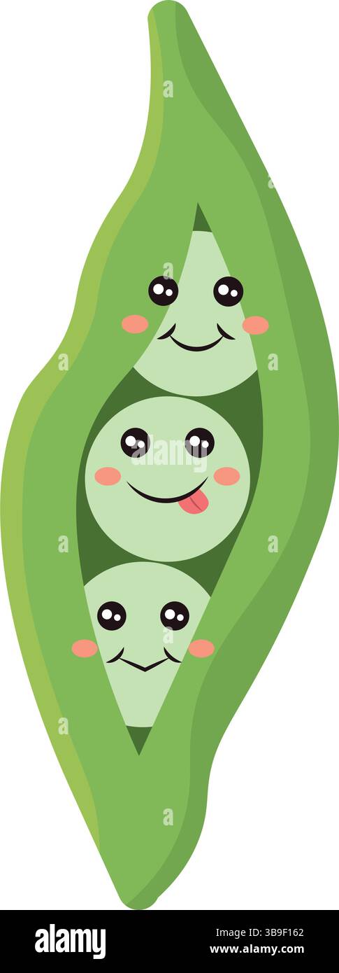 Peas in pod cartoon. Vector illustration Stock Vector Image & Art - Alamy