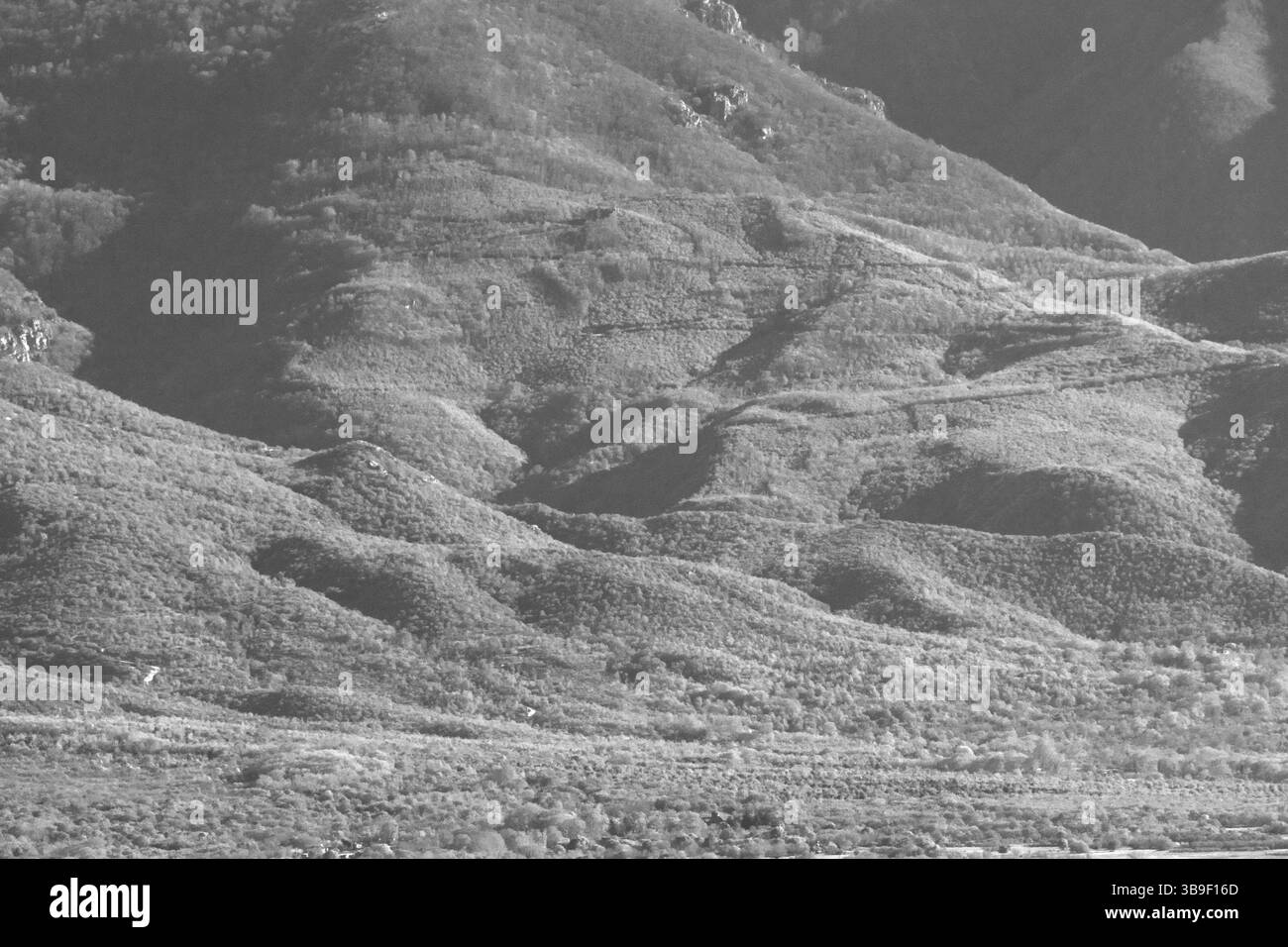 Contours of Spring: Layered Hills in Detail. Black and white. Contrast ...