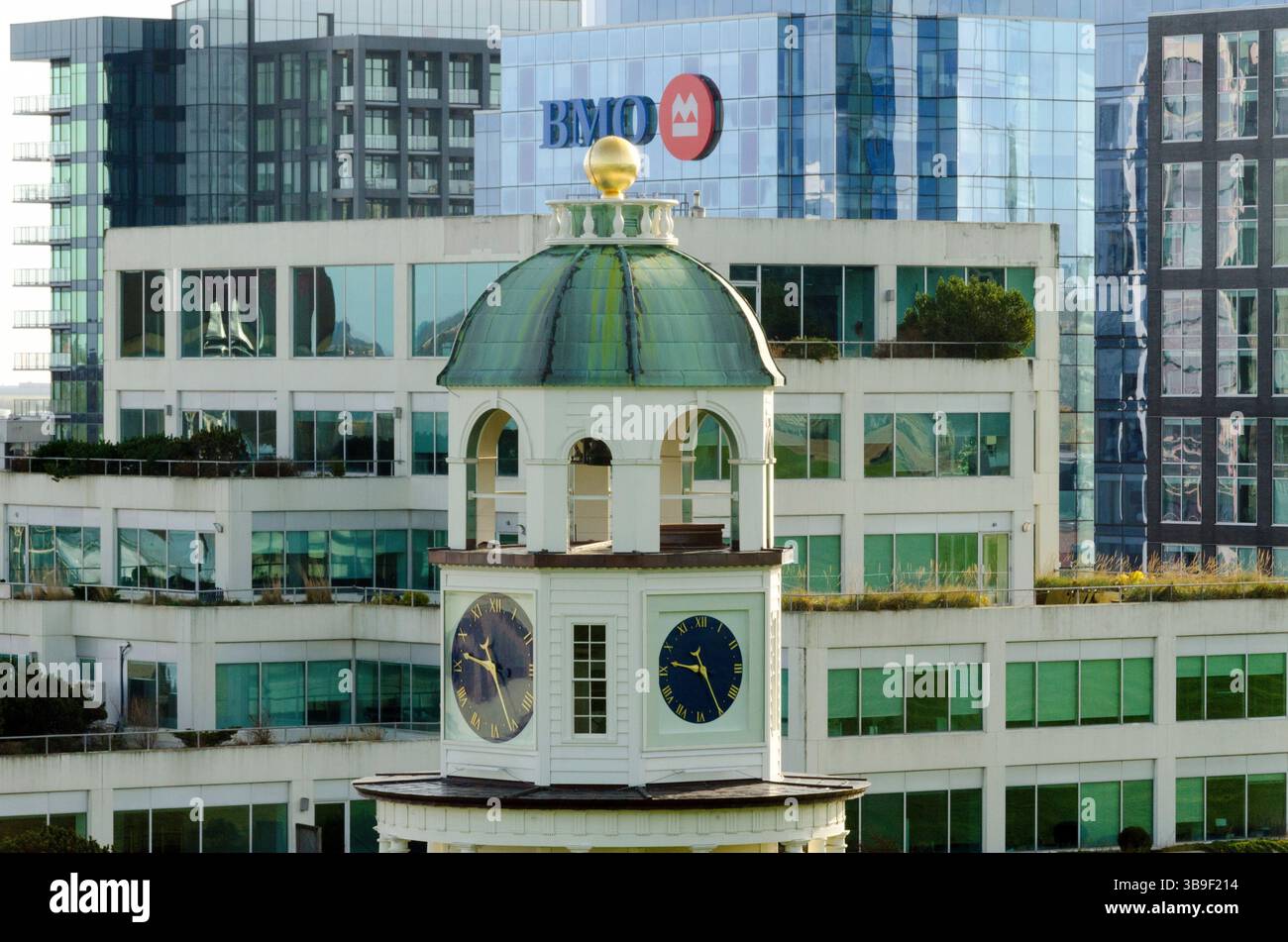 Halifax town clock with the downtown as a backdrop hi-res stock ...