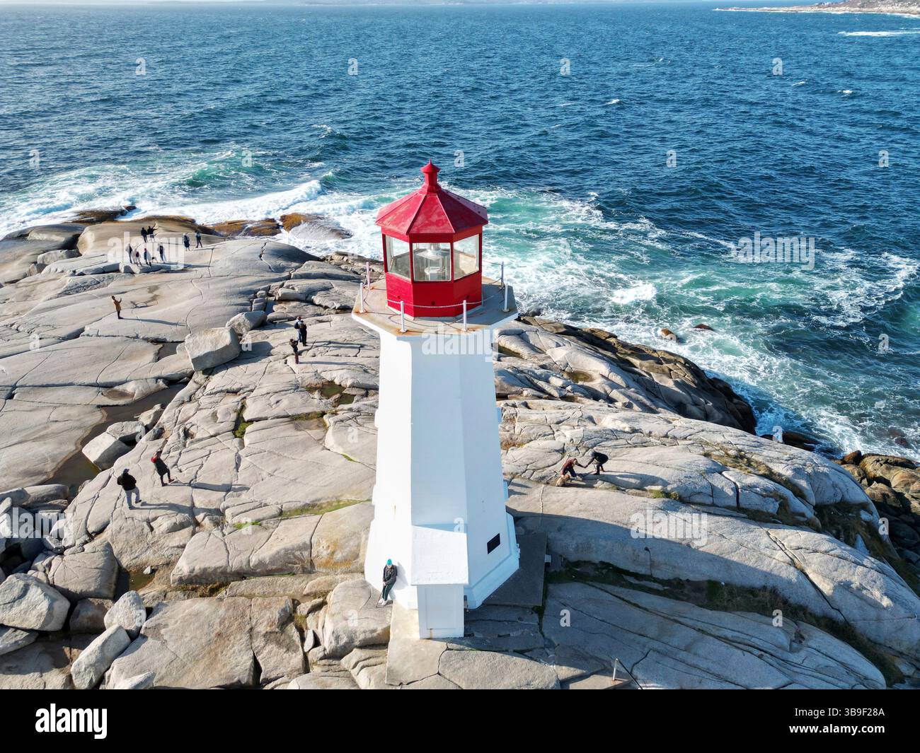 Contrasts with white tower and red pulpit at the Atlantic Ocean Stock ...