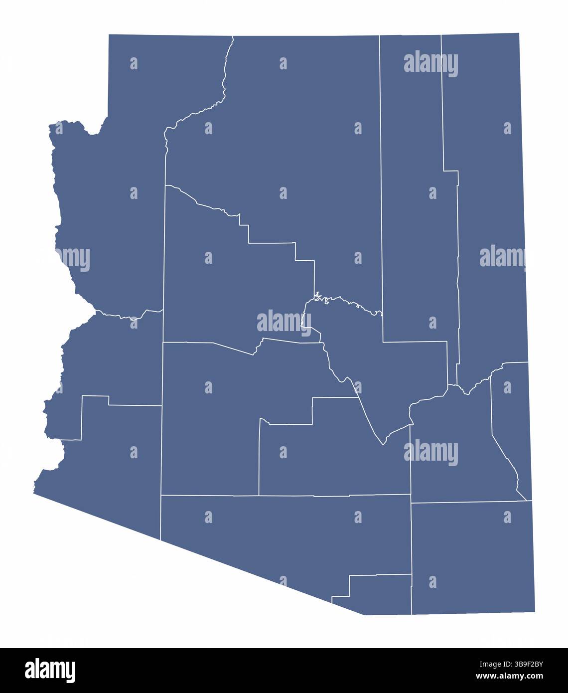 Arizona State, administrative map isolated on white background, USA ...