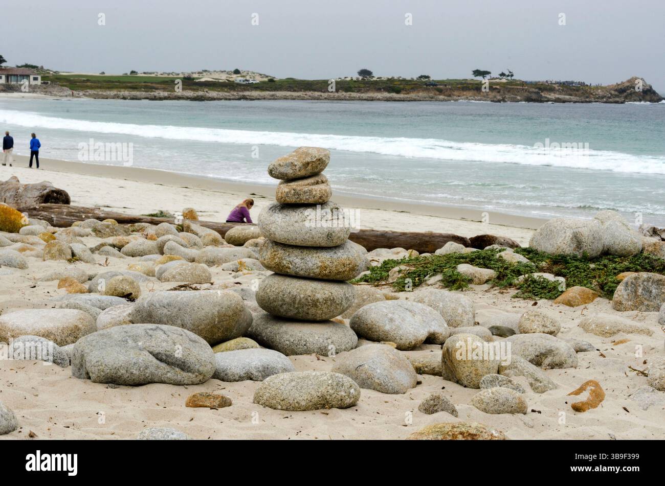 Stone pyramid at Moss Beach in California Stock Photo - Alamy