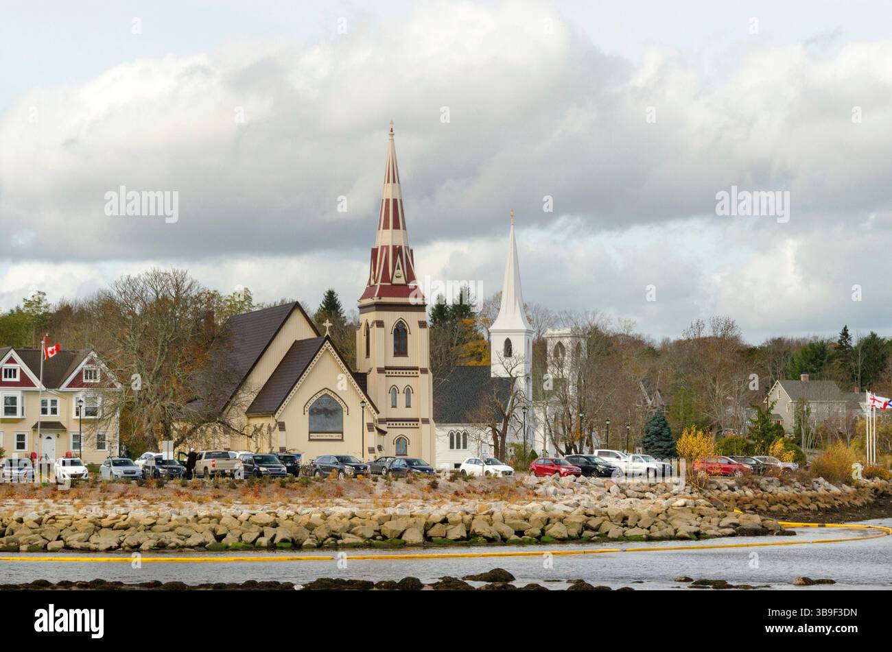 Famous three churches in Mahone Bay Stock Photo - Alamy