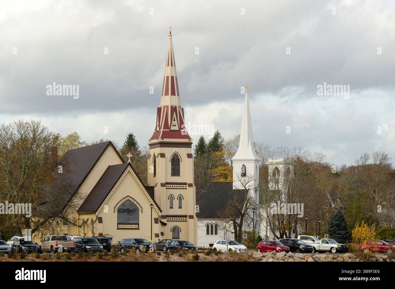 Three Churches in Mahone Bay Stock Photo - Alamy