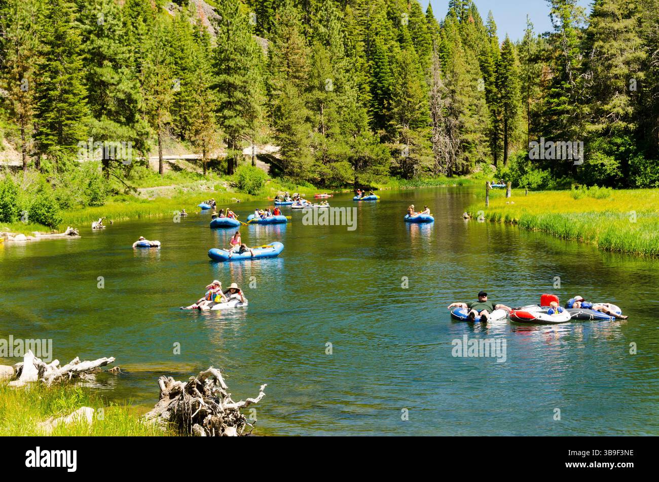 Excursion fun on the Truckee River Stock Photo - Alamy