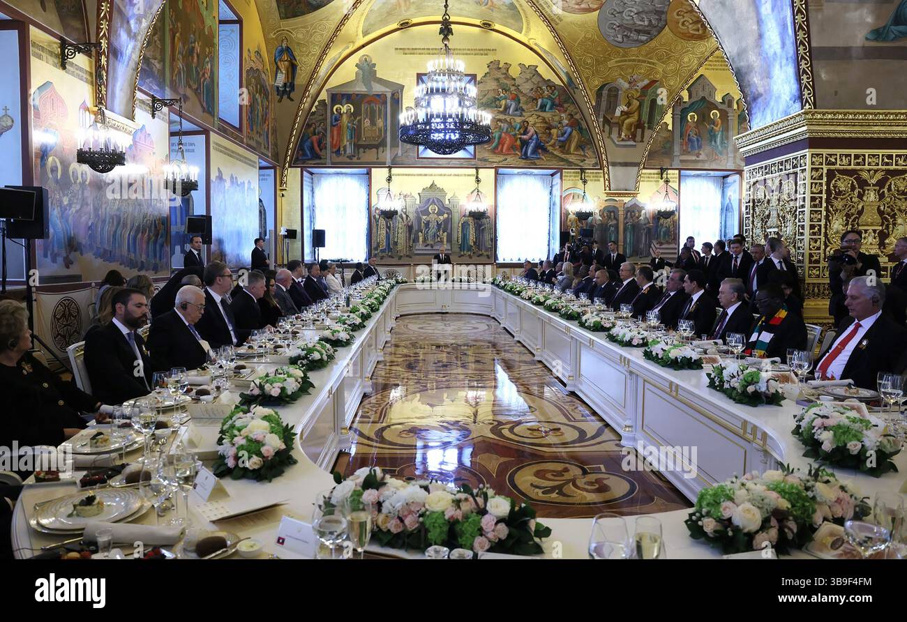 Moscow, Russia. 09th May, 2025. Russia's President Vladimir Putin gives ...