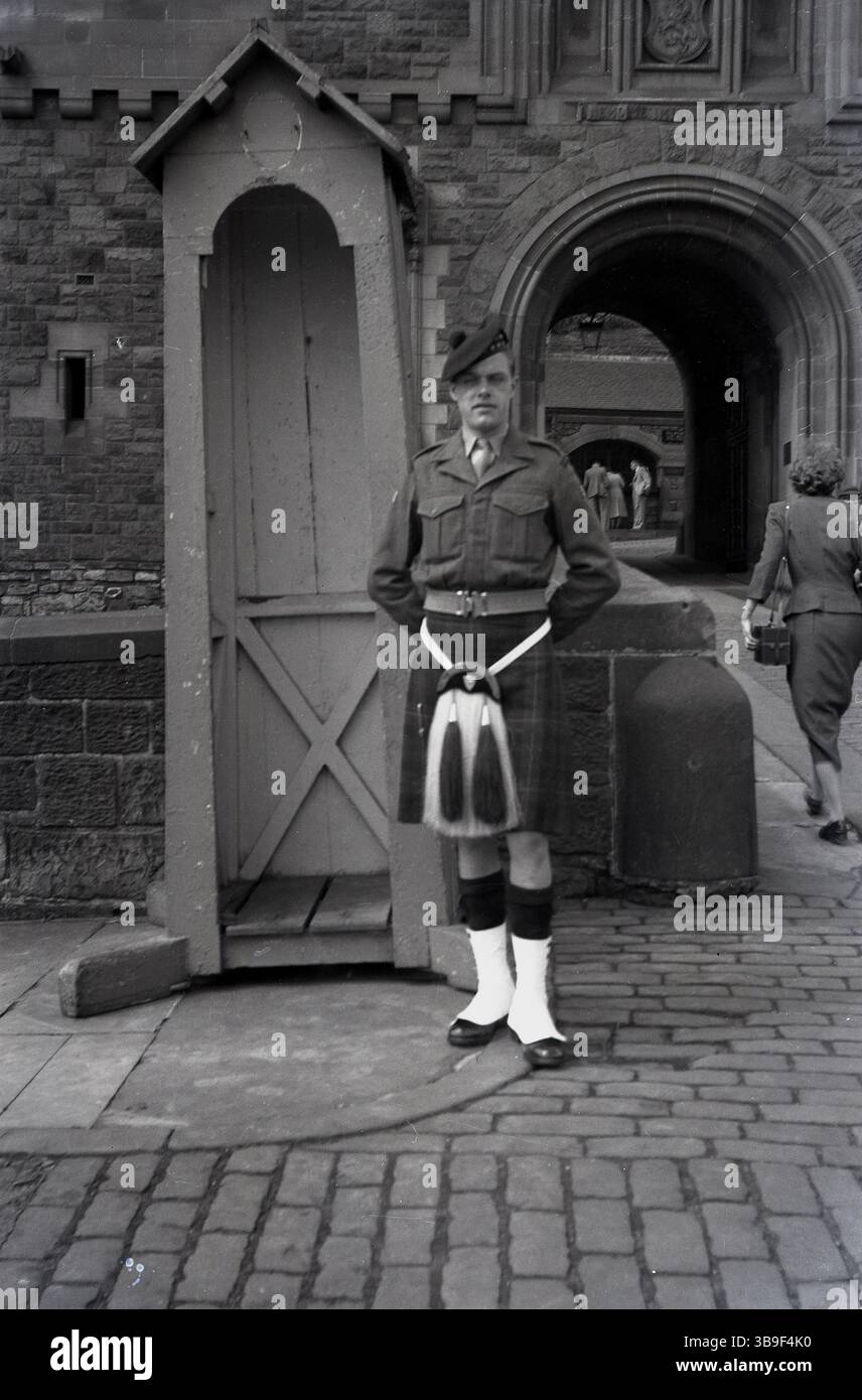 1960s, historical, a British solider, a sentry guard in the traditional ...
